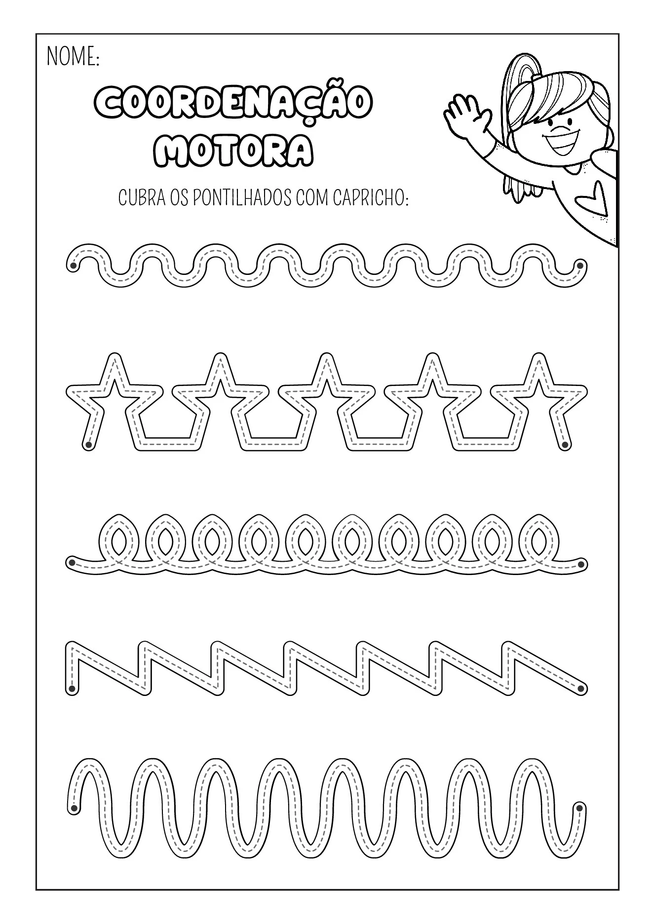 Atividades de coordenação motora pontilhado para imprimir