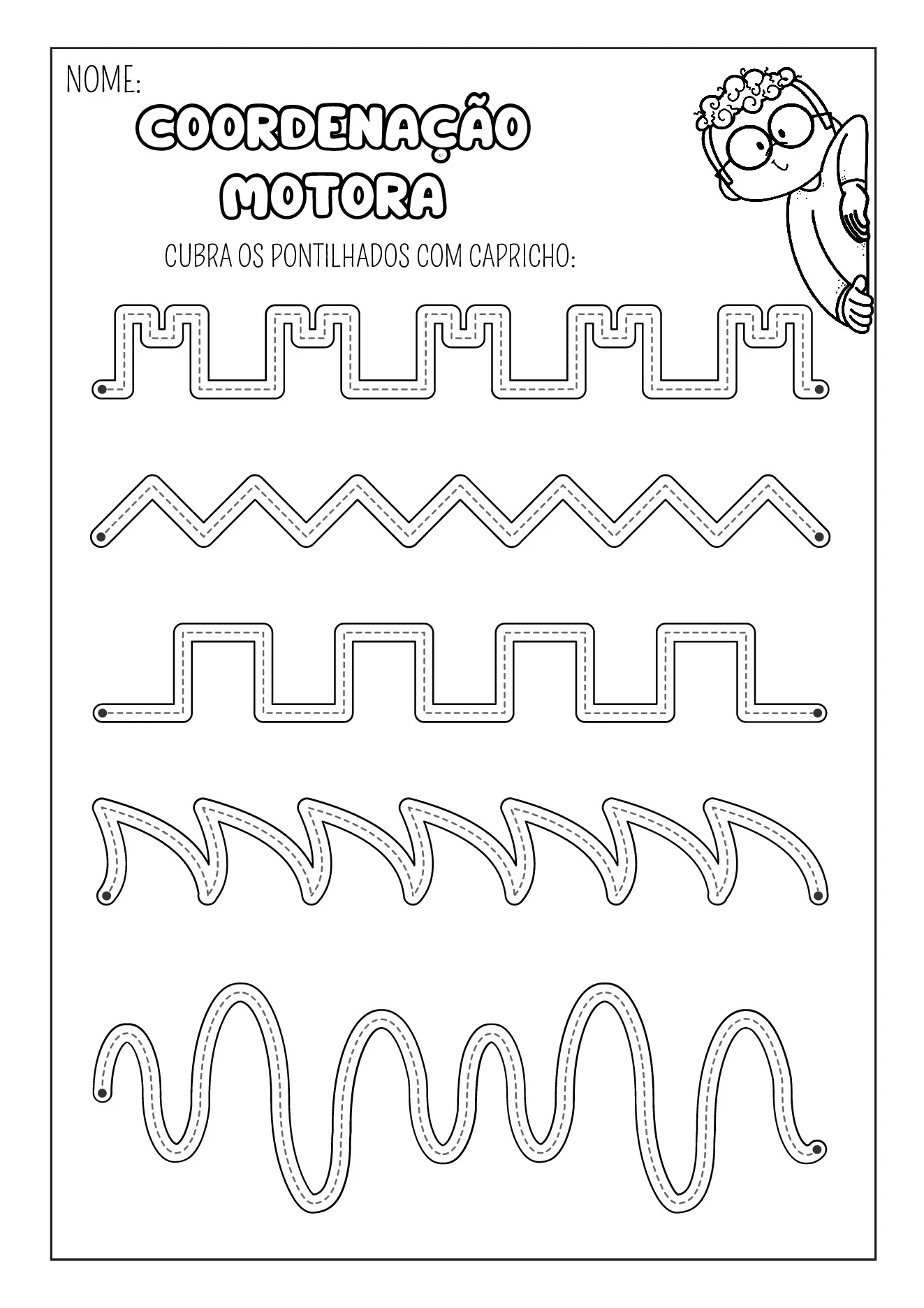 Atividades de coordenação motora pontilhado para imprimir