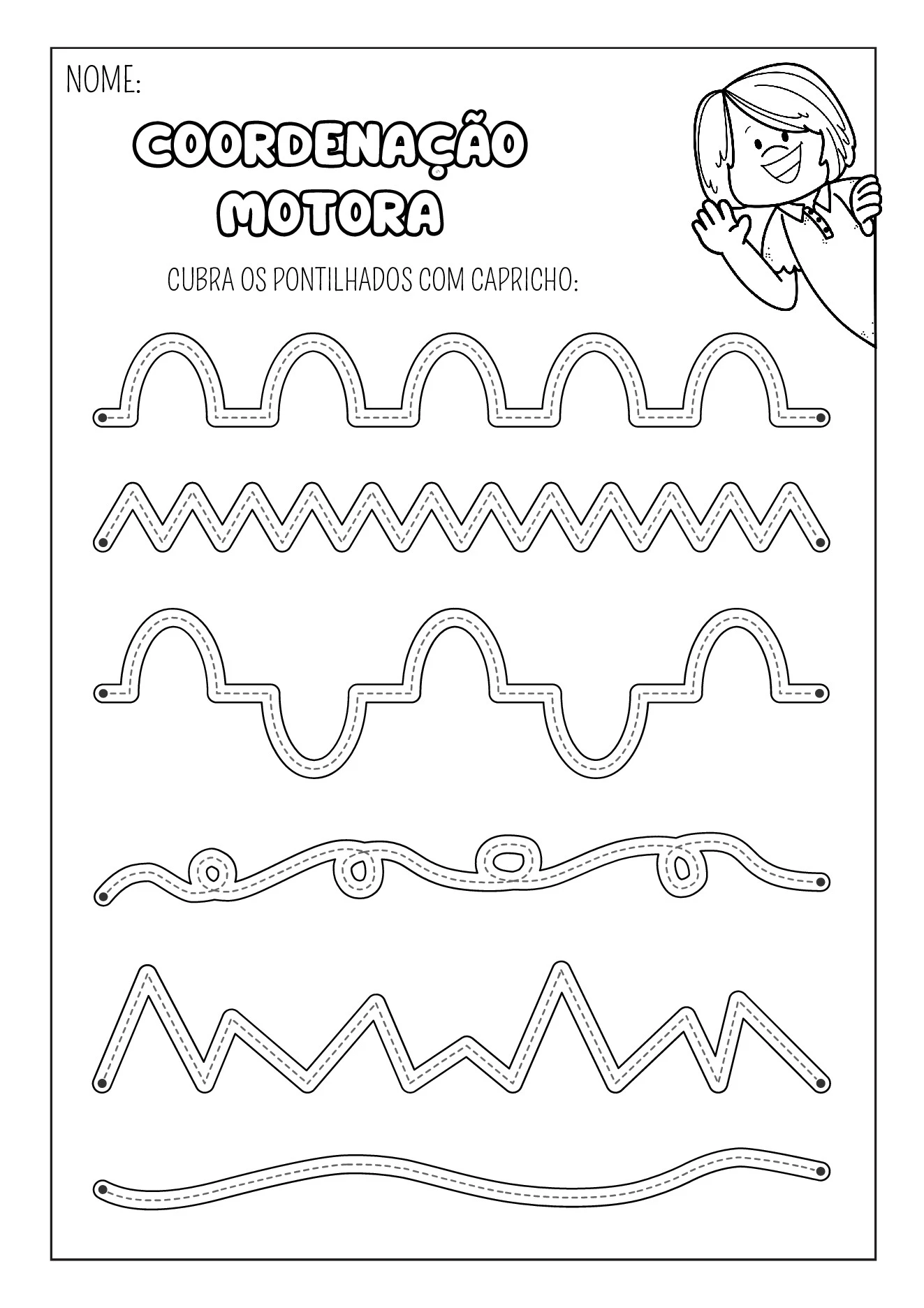 Atividades de coordenação motora pontilhado para imprimir